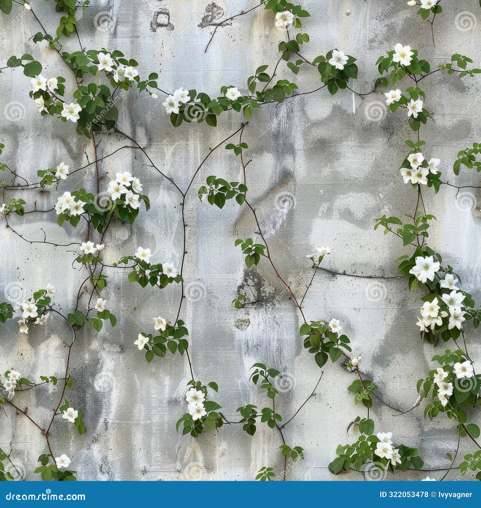 Concrete Wall with Star Jasmine Stock Photo - Image of foliage ...
