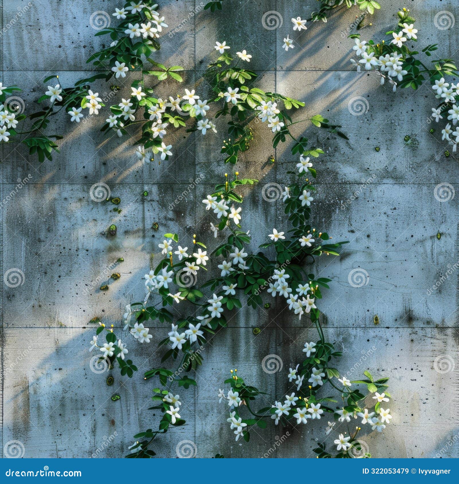 Concrete Wall with Star Jasmine Stock Image - Image of textured, leaves ...