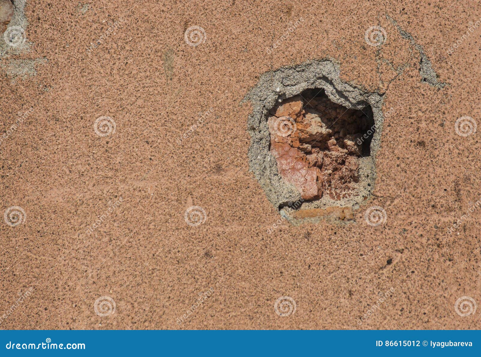 Concrete Wall with a Trace of a Bullet Shot Stock Photo - Image of shot ...