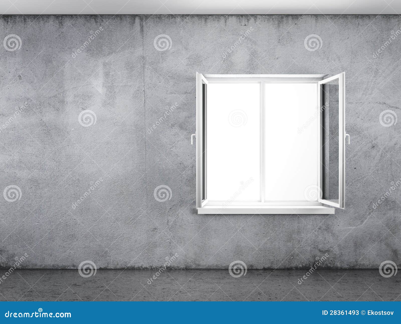 Concrete wall with window stock illustration. Illustration of concrete ...