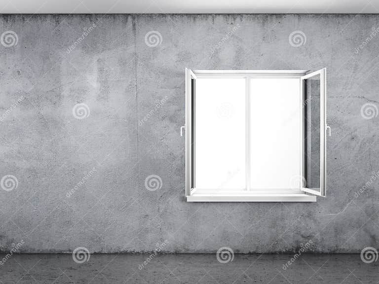 Concrete wall with window stock illustration. Illustration of concrete ...