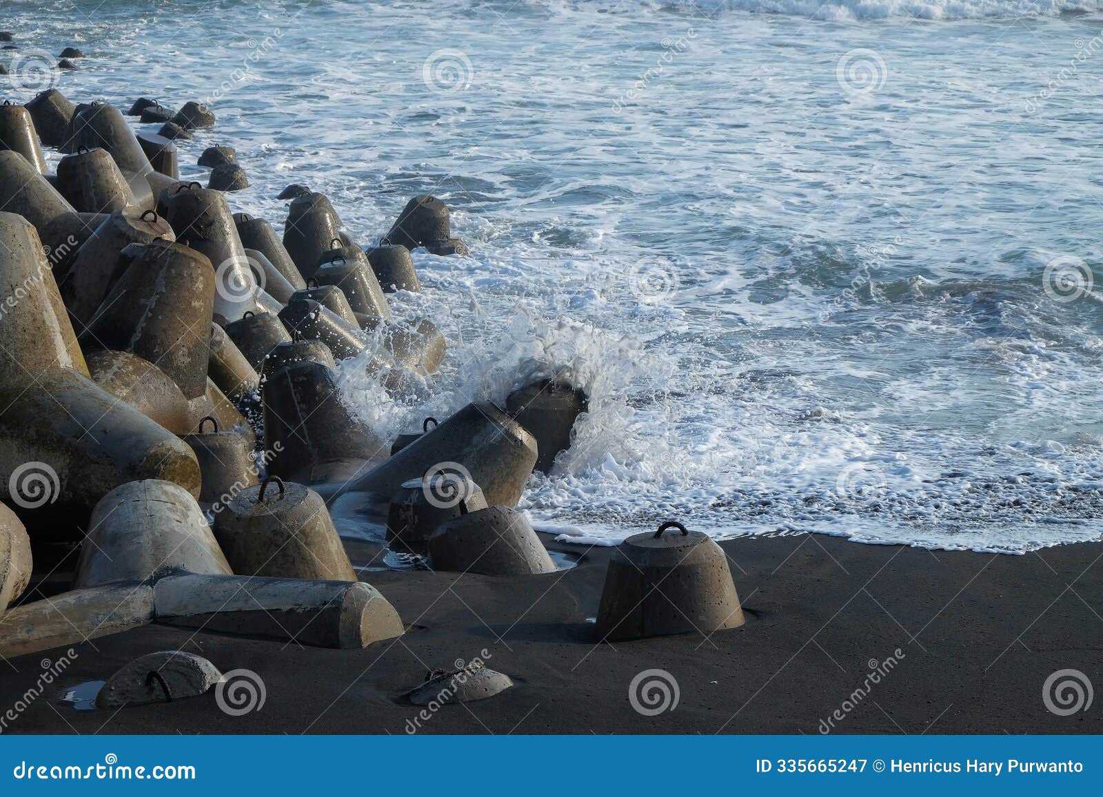 Concrete Wave Breakers on the Beach with Abstract Shapes, Patterns and ...