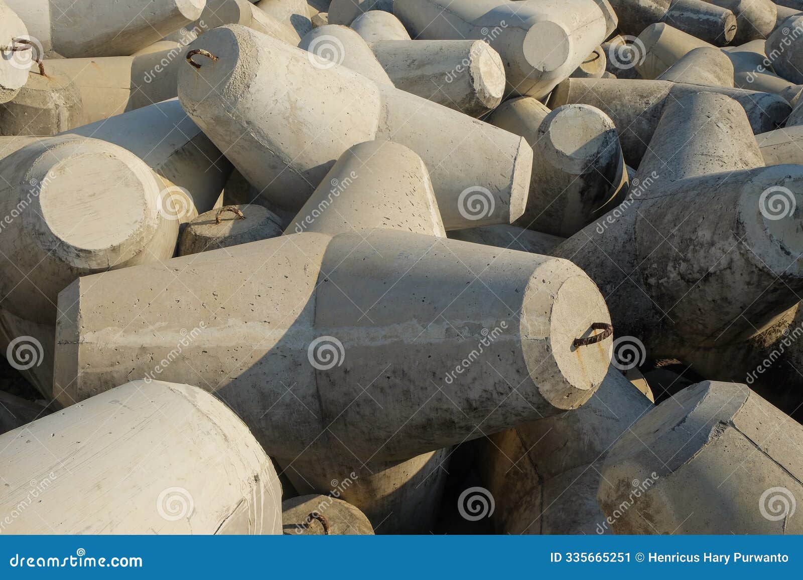 Concrete Wave Breakers on the Beach with Abstract Shapes, Patterns and ...