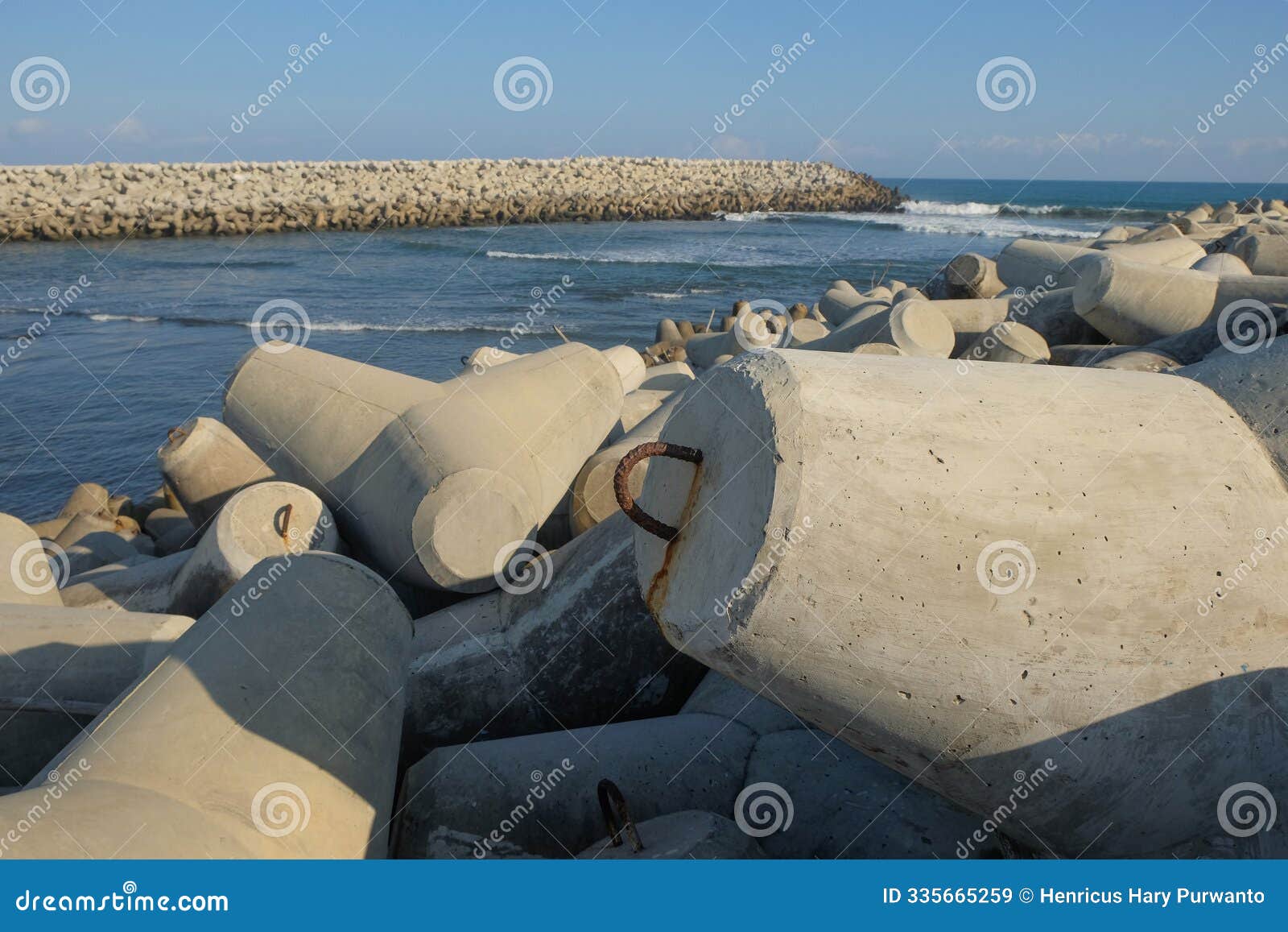 Concrete Wave Breakers on the Beach with Abstract Shapes, Patterns and ...