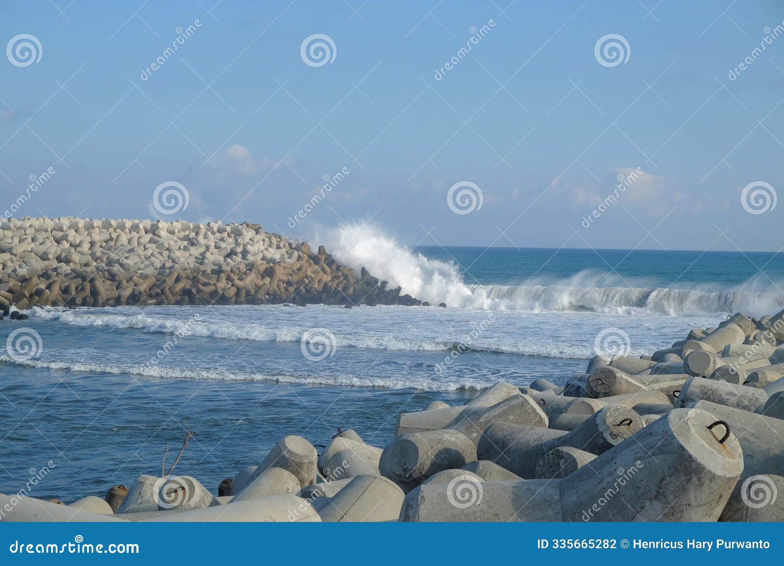 Concrete Wave Breakers on the Beach with Abstract Shapes, Patterns and Textures Stock Photo ...