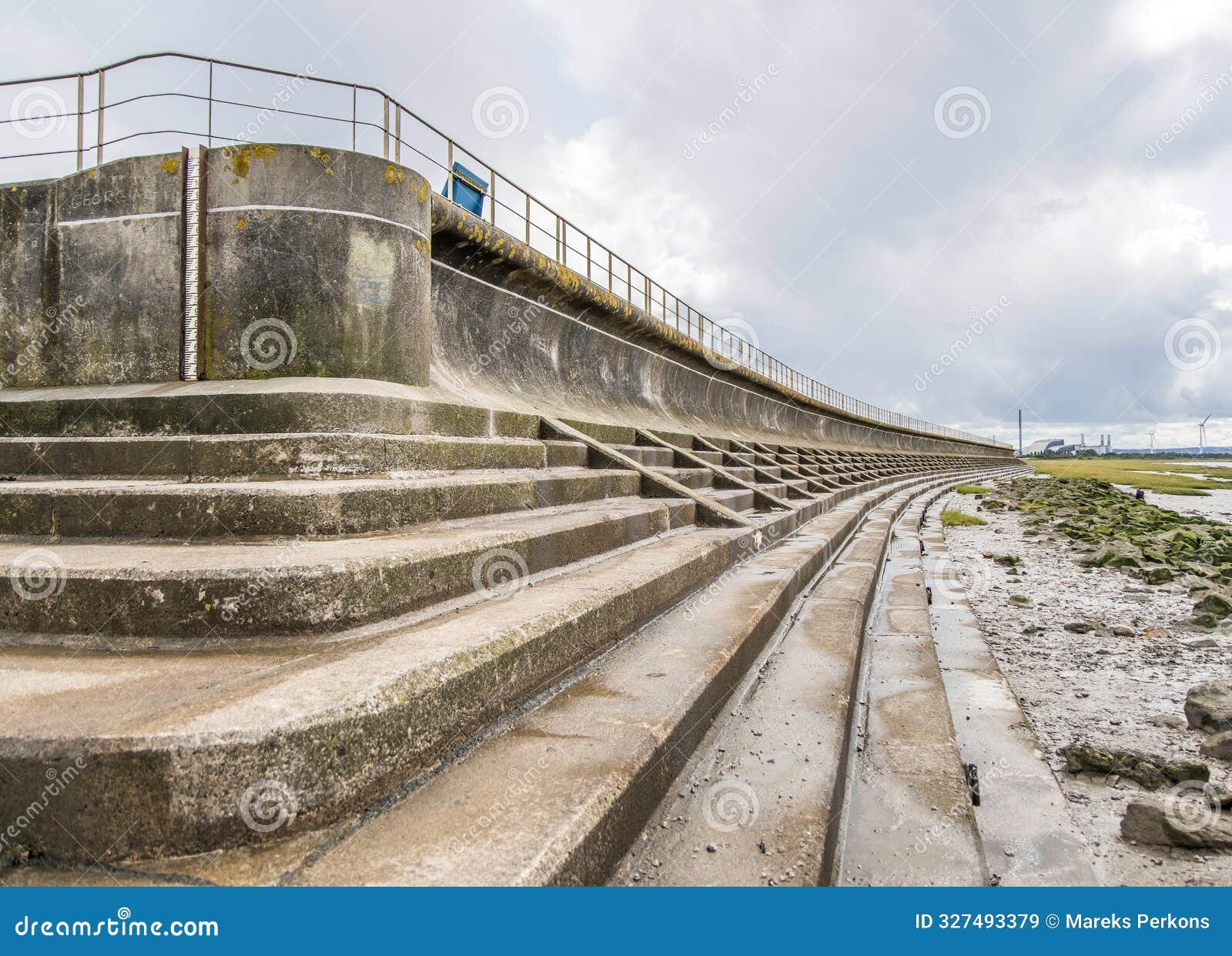 Concrete Wave Step Barriers Blocks Protecting Beach at Severn Beach ...