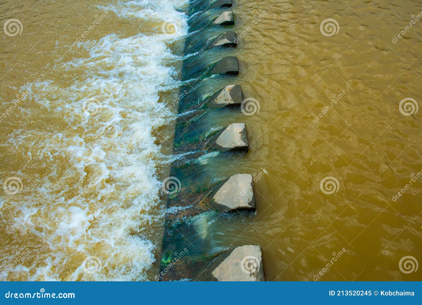 Concrete weir in Thai stock image. Image of pouring - 213520245
