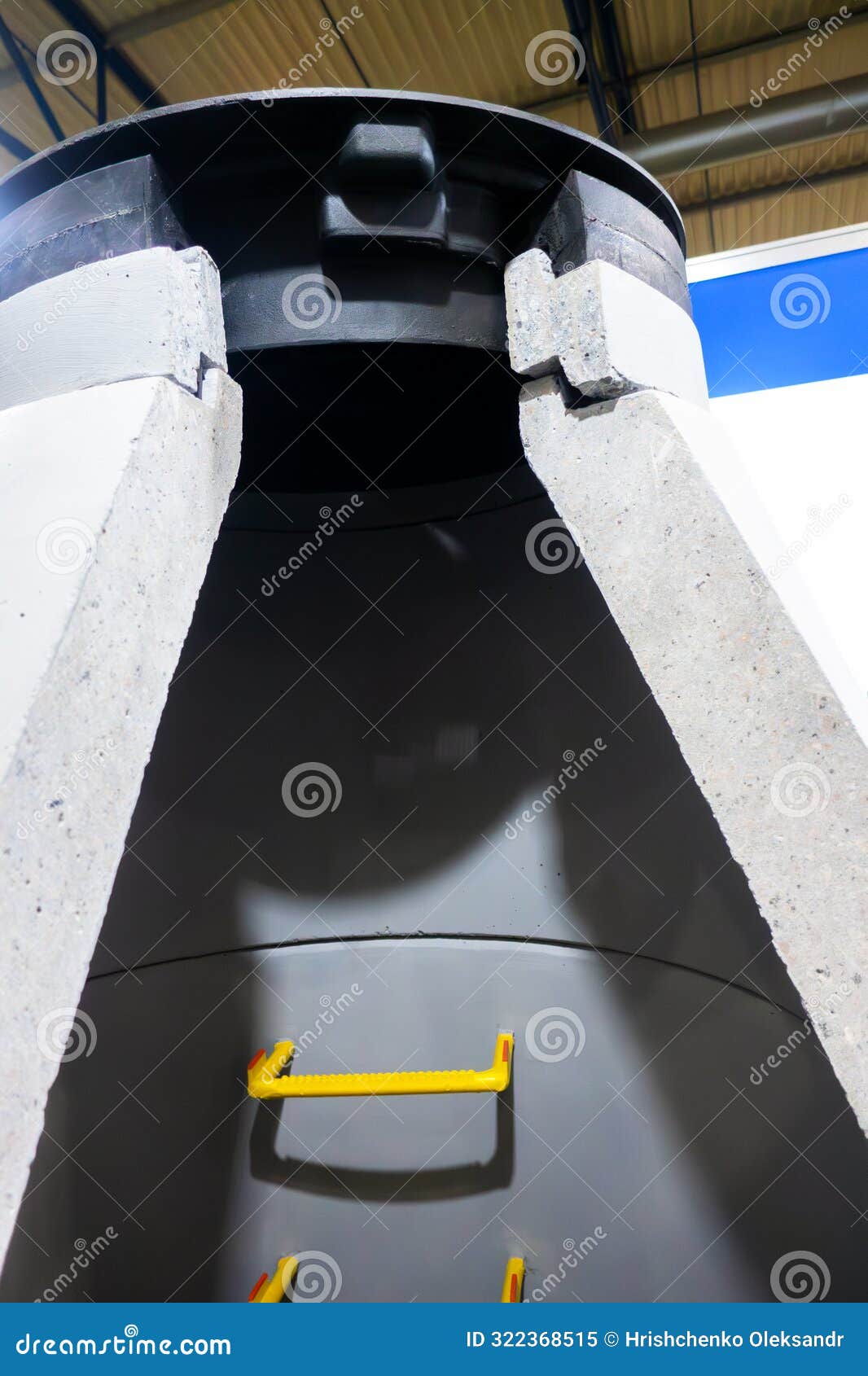 Concrete Well with Hatch. Sectional View Stock Image - Image of pipe ...