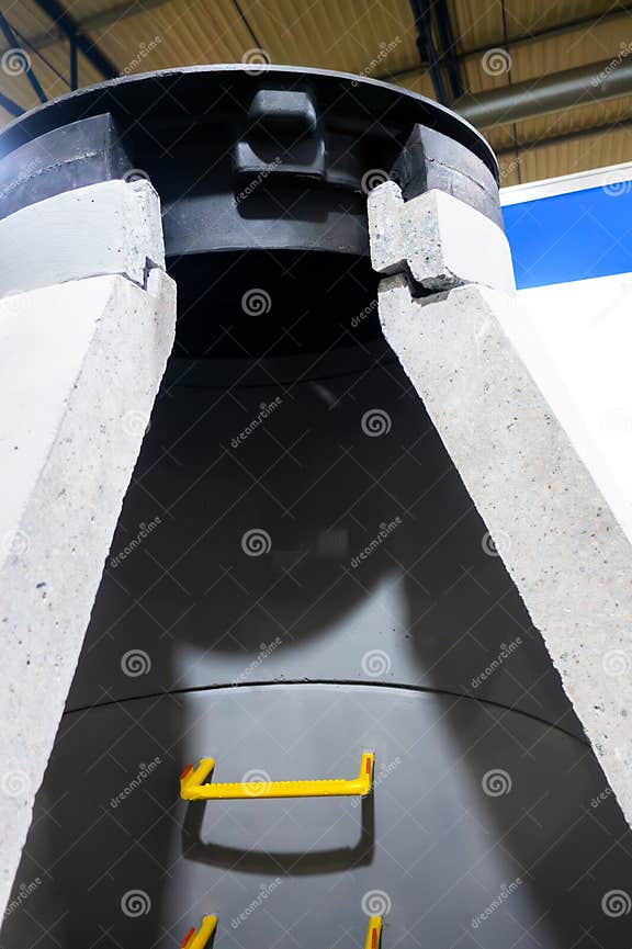 Concrete Well with Hatch. Sectional View Stock Image - Image of pipe ...