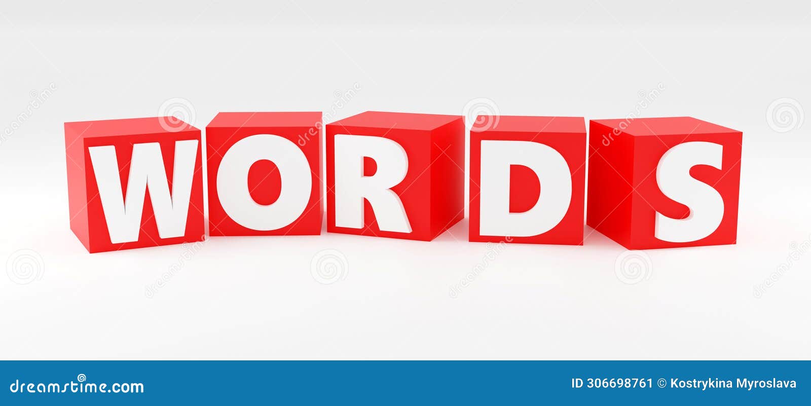 Concrete Word: a 3D Illustration of the Word Words in Red Cubes Letters ...
