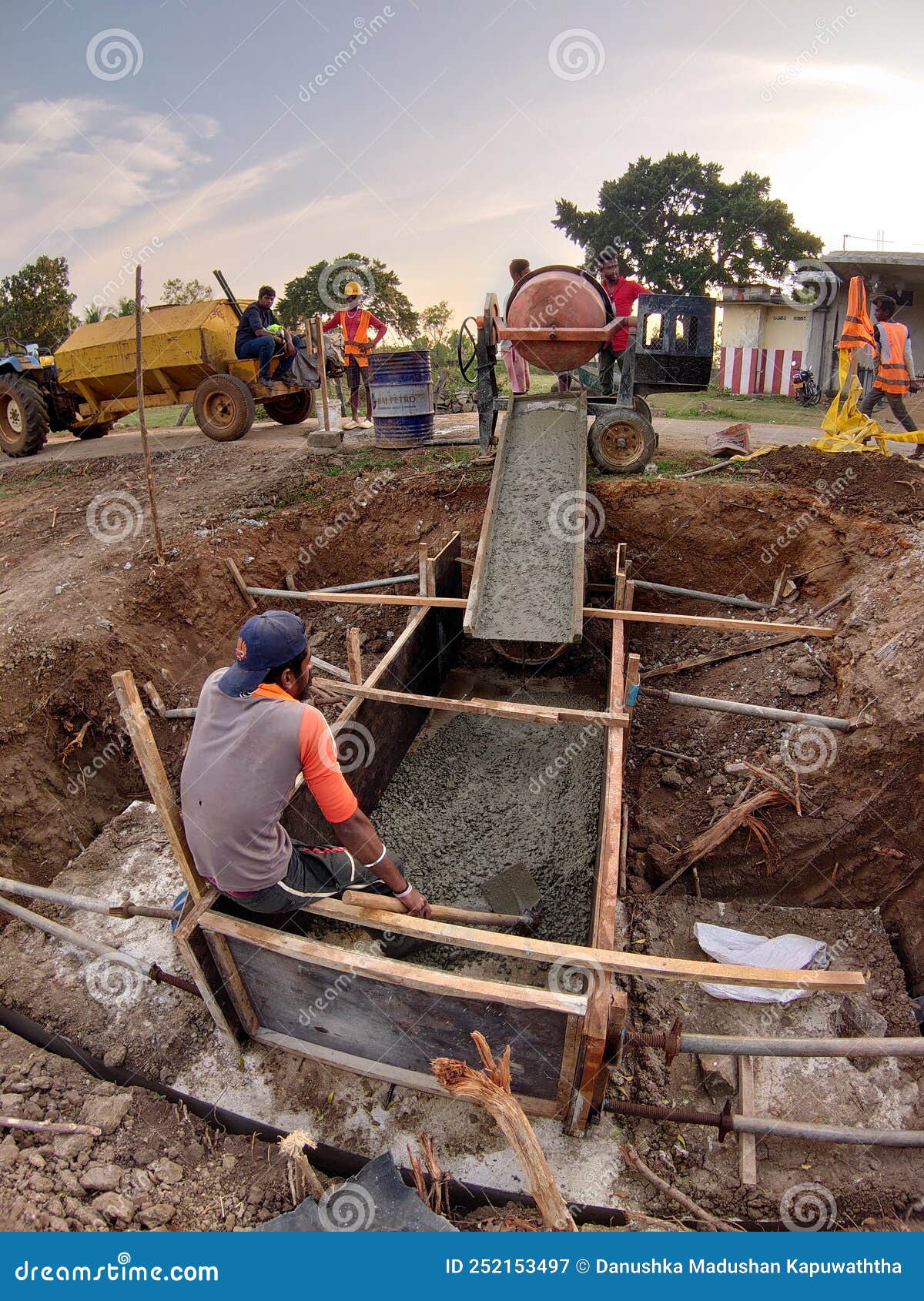 Concrete Work into Site at Sri Lanaka Editorial Photography - Image of ...