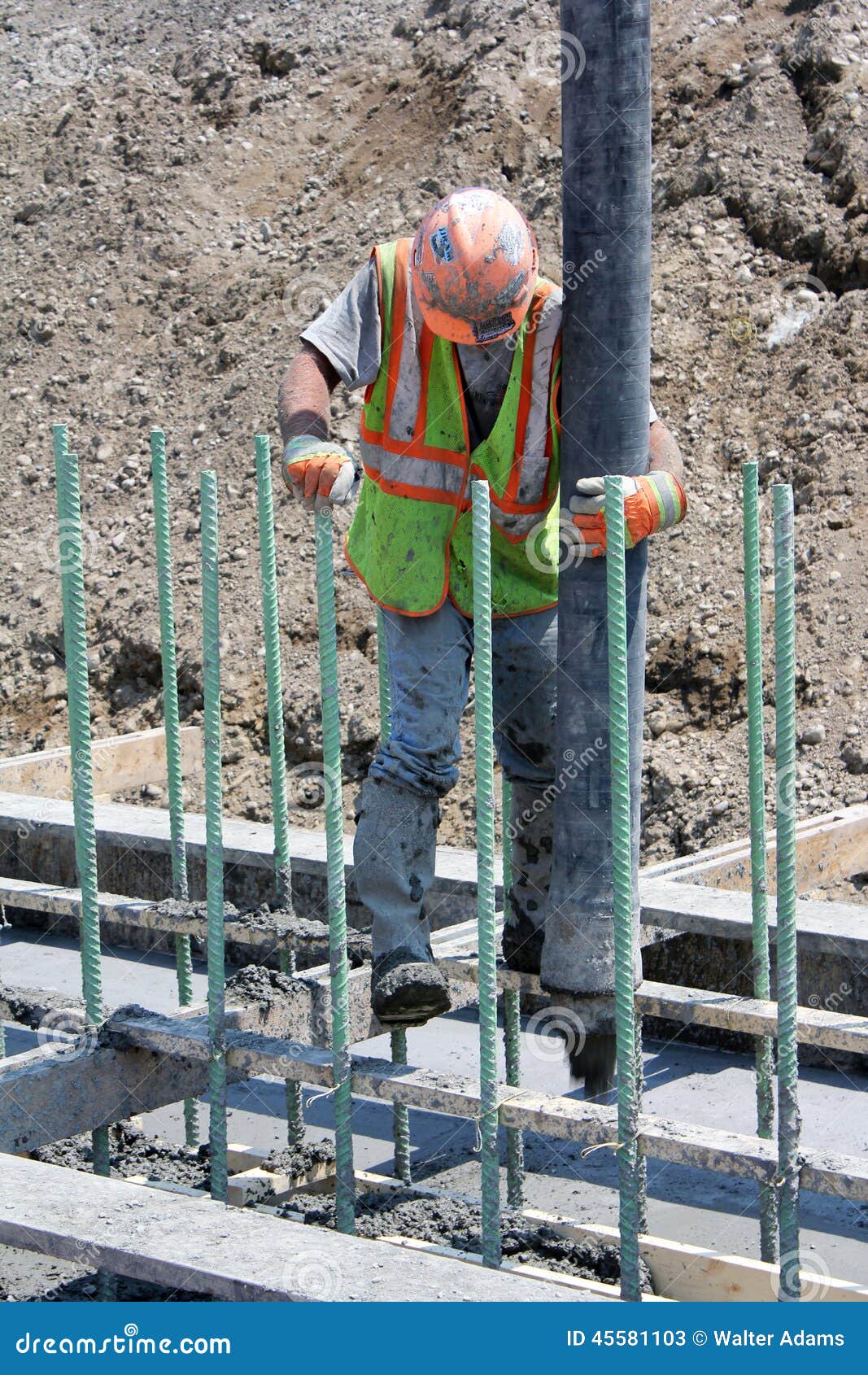 Concrete Workers on a Job Site Stock Image - Image of concrete, roads ...