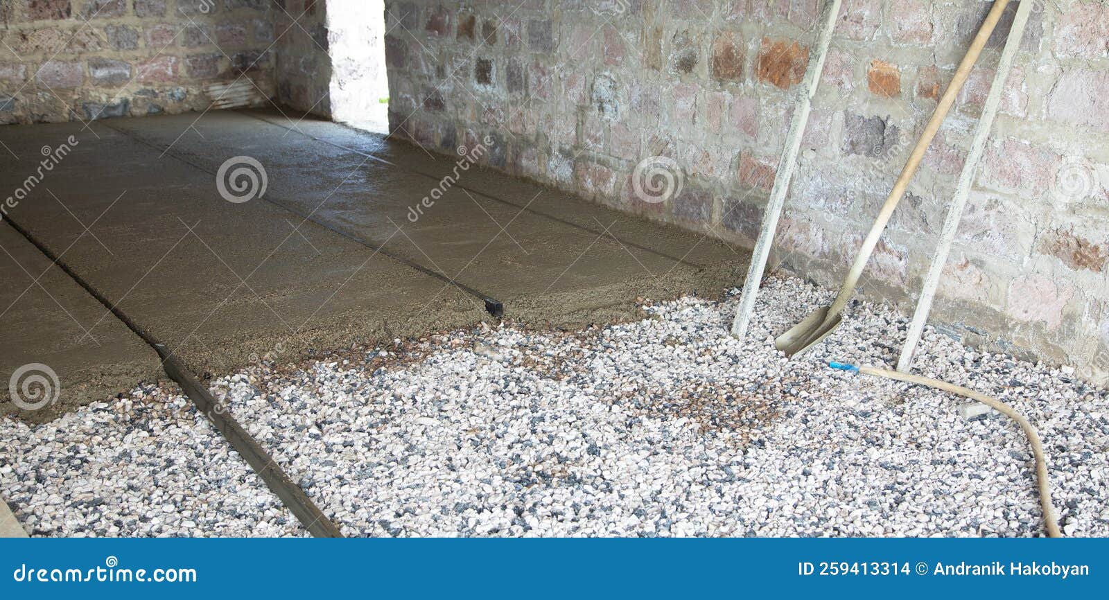 Concrete Works on Construction Site. Concreting Floors Stock Photo ...