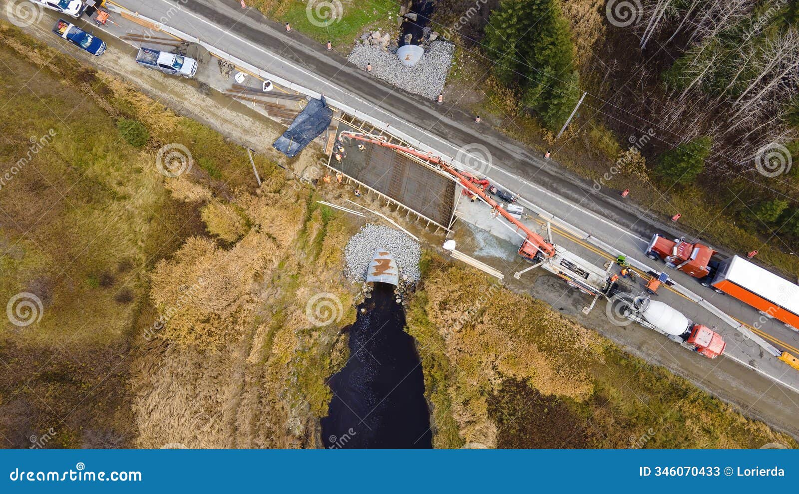 Concreting an Emergency Slab Above a Broken Culvert Stock Image - Image ...