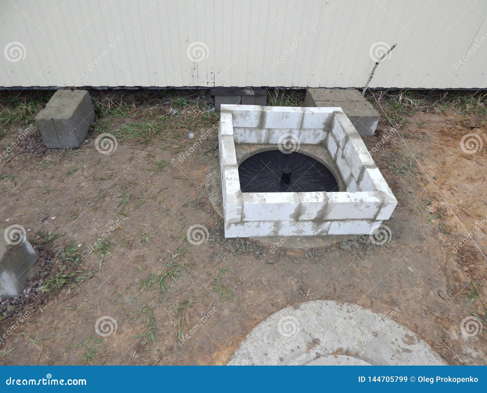 Concreting Foundation Blocks, Cinder, Concrete Work Stock Image - Image ...