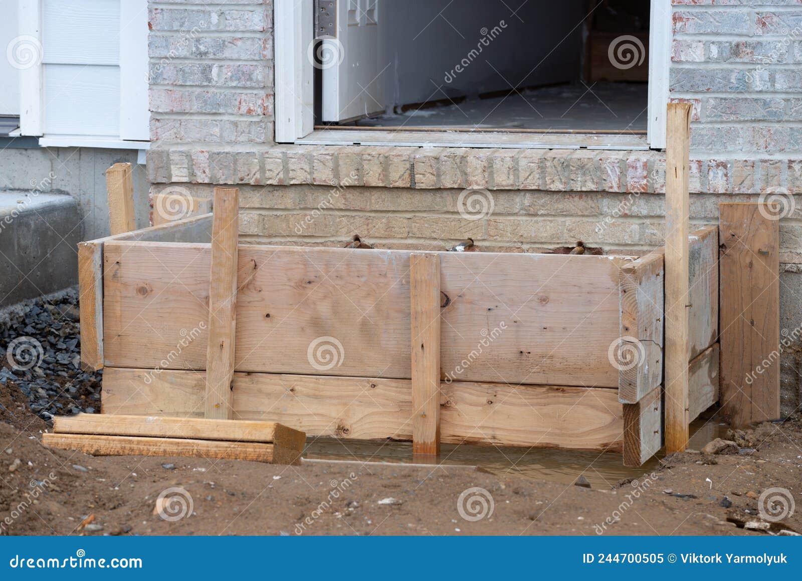 Concreting Steps Using Homemade Formwork Material Building Stock Image ...