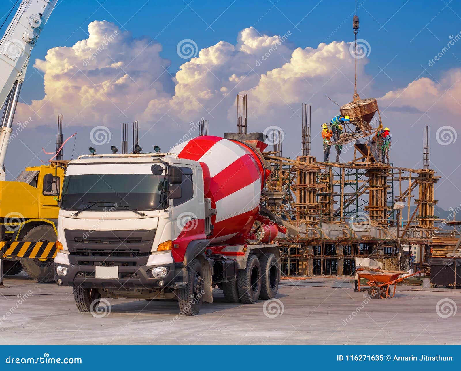 Concreting work stock image. Image of concrete, blue - 116271635