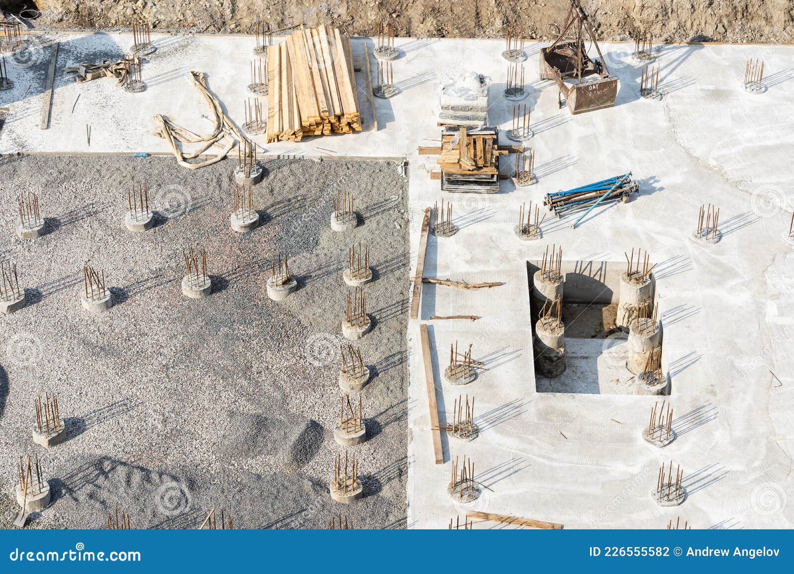 Concreting Work: Construction Site Worker During Concrete Pouring Into ...