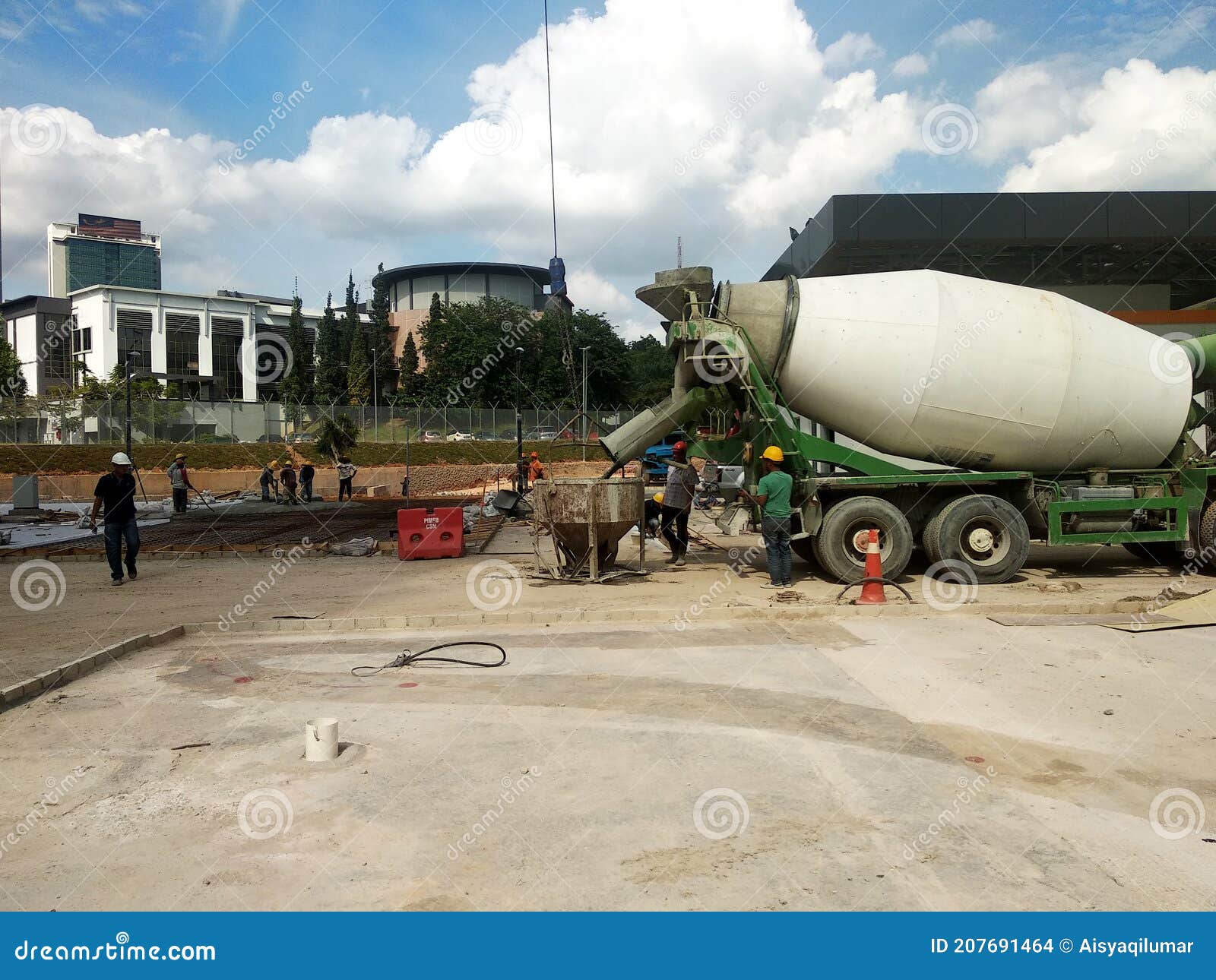 Concreting Work by Construction Workers at the Construction Site ...