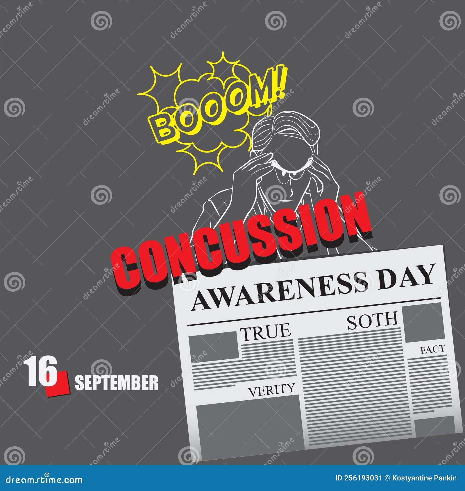 Concussion Awareness Day stock vector. Illustration of newspaper ...