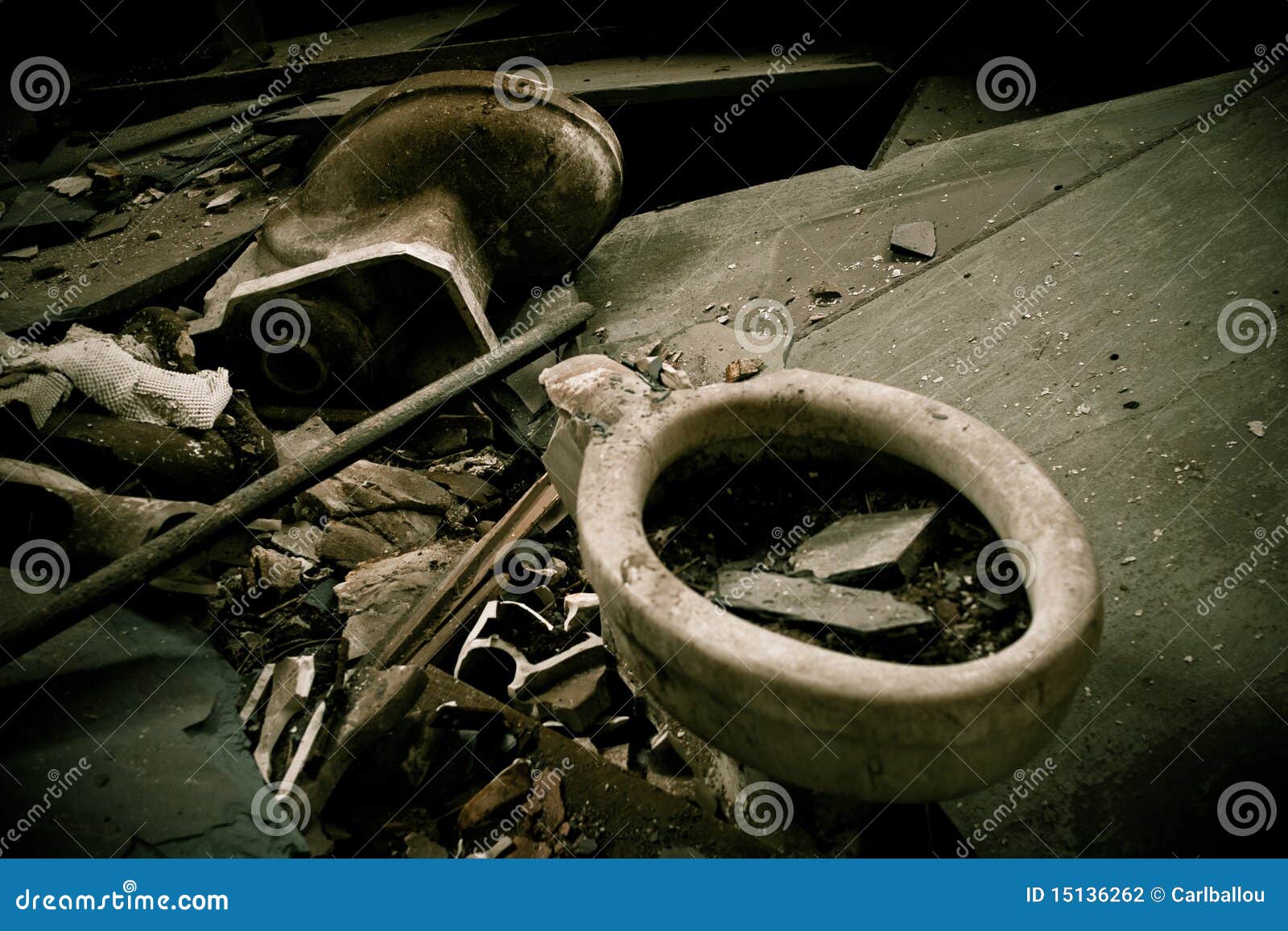 Broken Toilets Inside A Abandoned Building. Dirty Toilet Royalty-Free ...