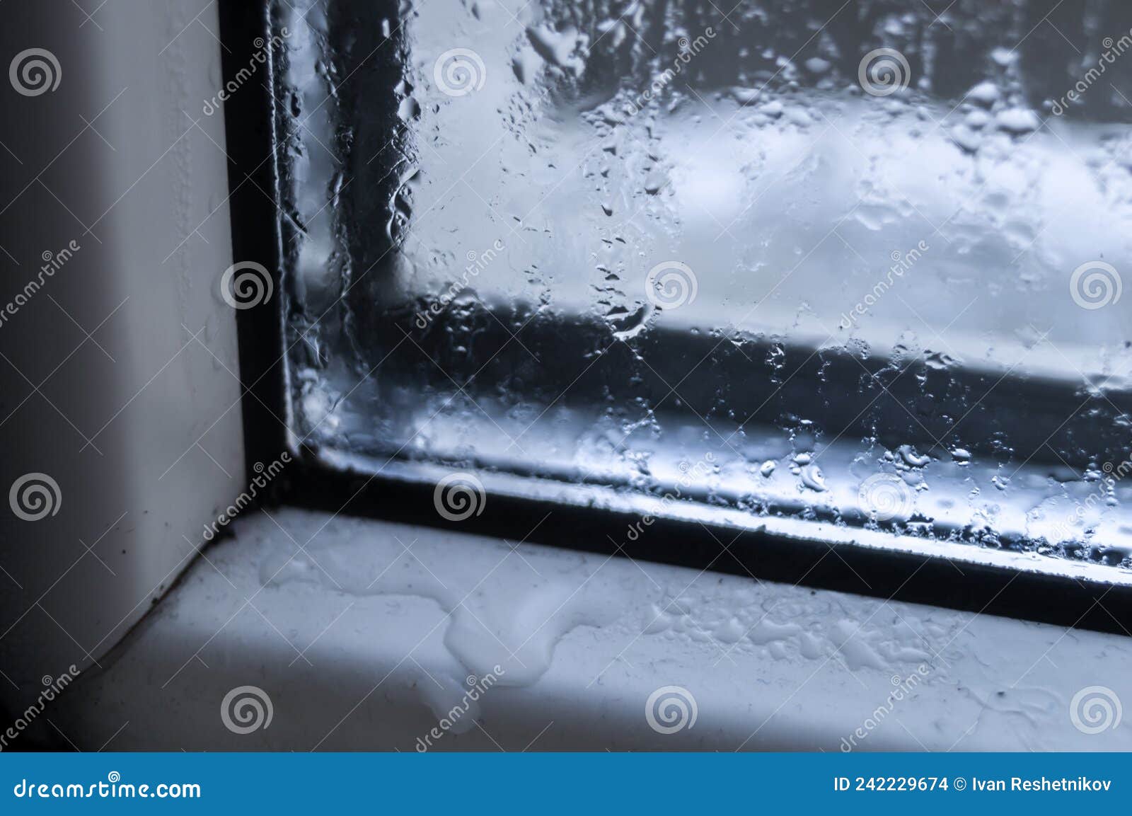 Condensate Drops on the Glass of a Plastic Window. Freezing and the ...