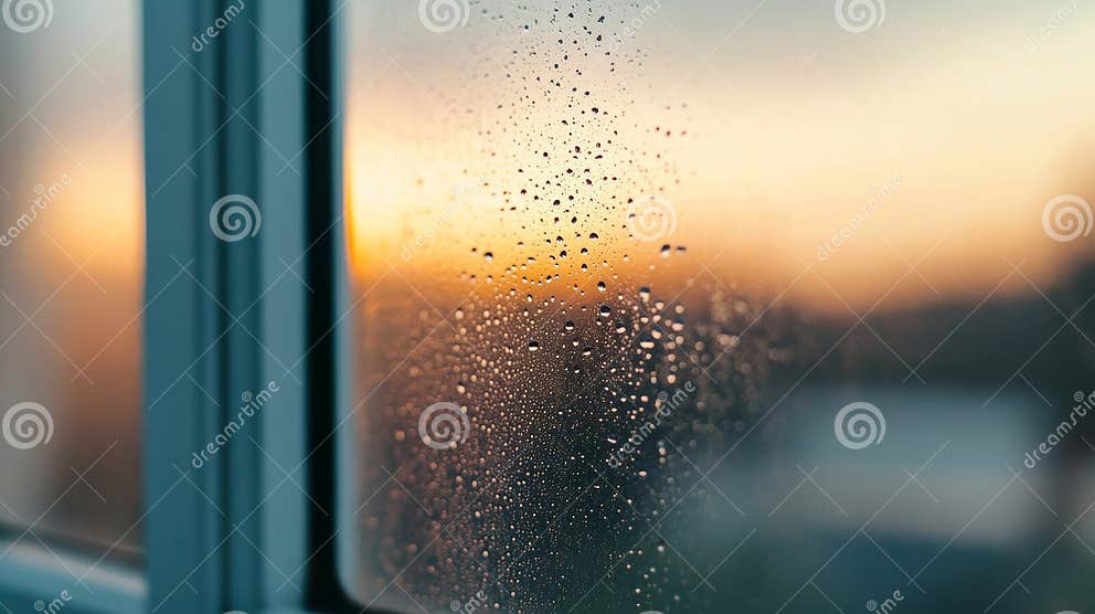 Condensation Droplets on a Window Frame Create a Cozy Atmosphere on a ...