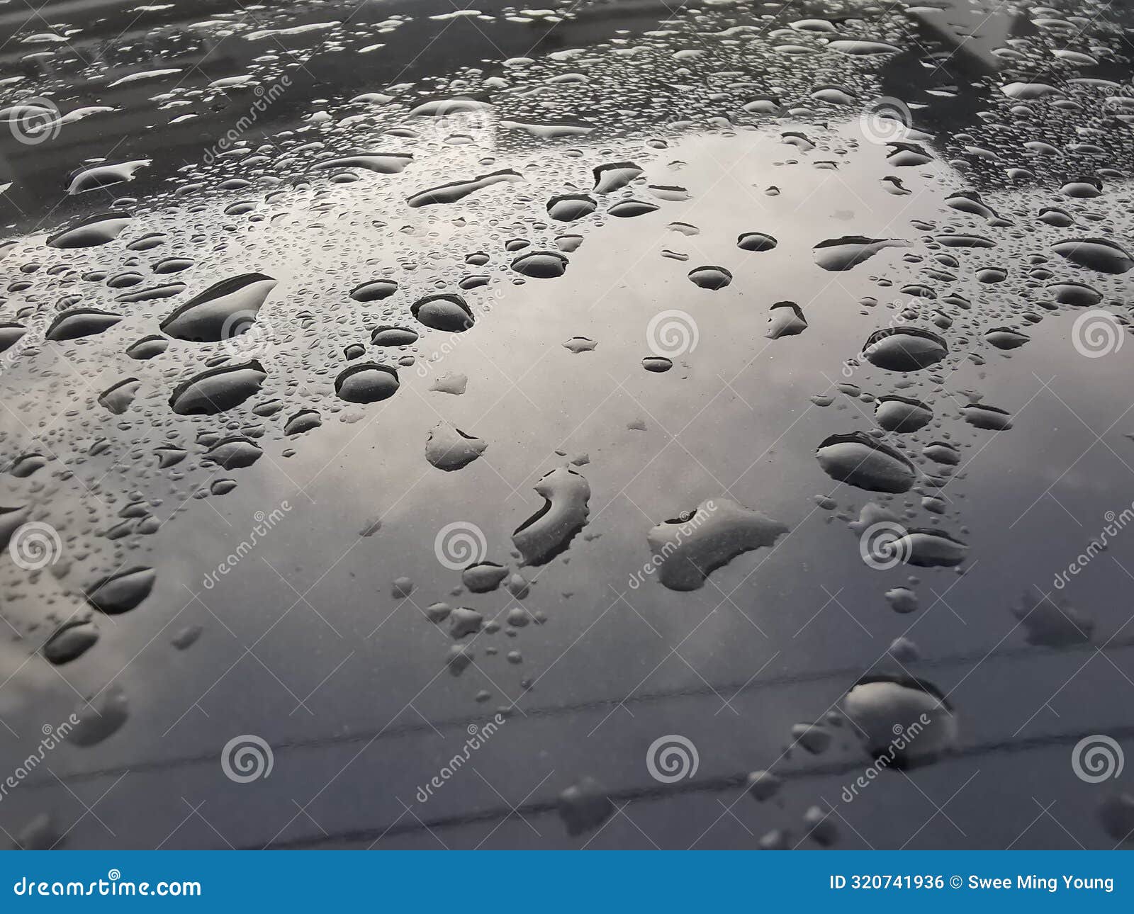 Condensation Formation on the Black Car Surface Body. Stock Photo ...