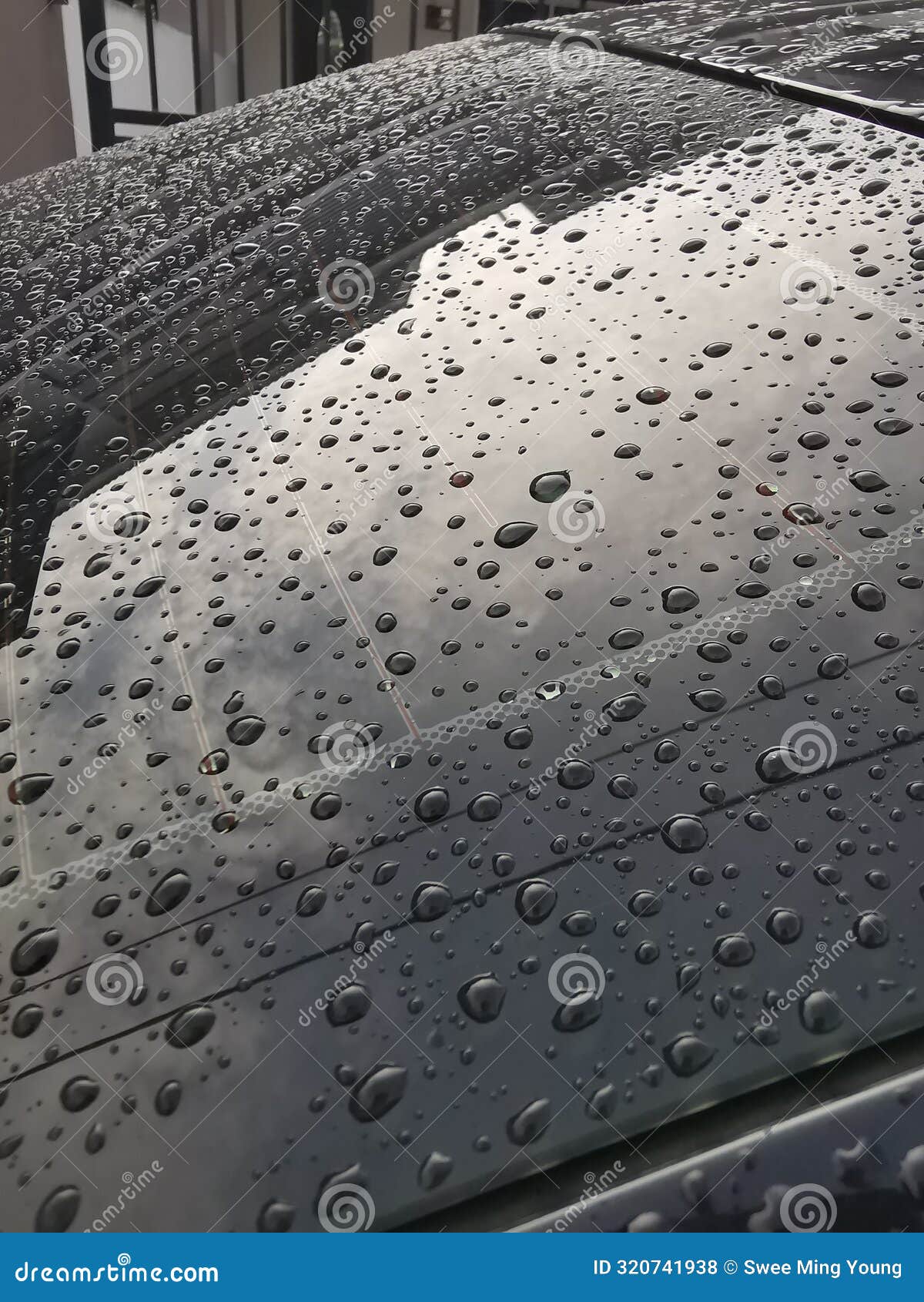 Condensation Formation on the Black Car Surface Body. Stock Photo ...