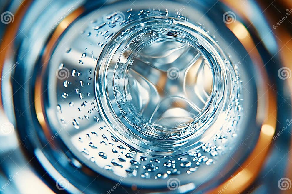 Close-up of Water Bottle Opening Showing Condensation and Refraction ...