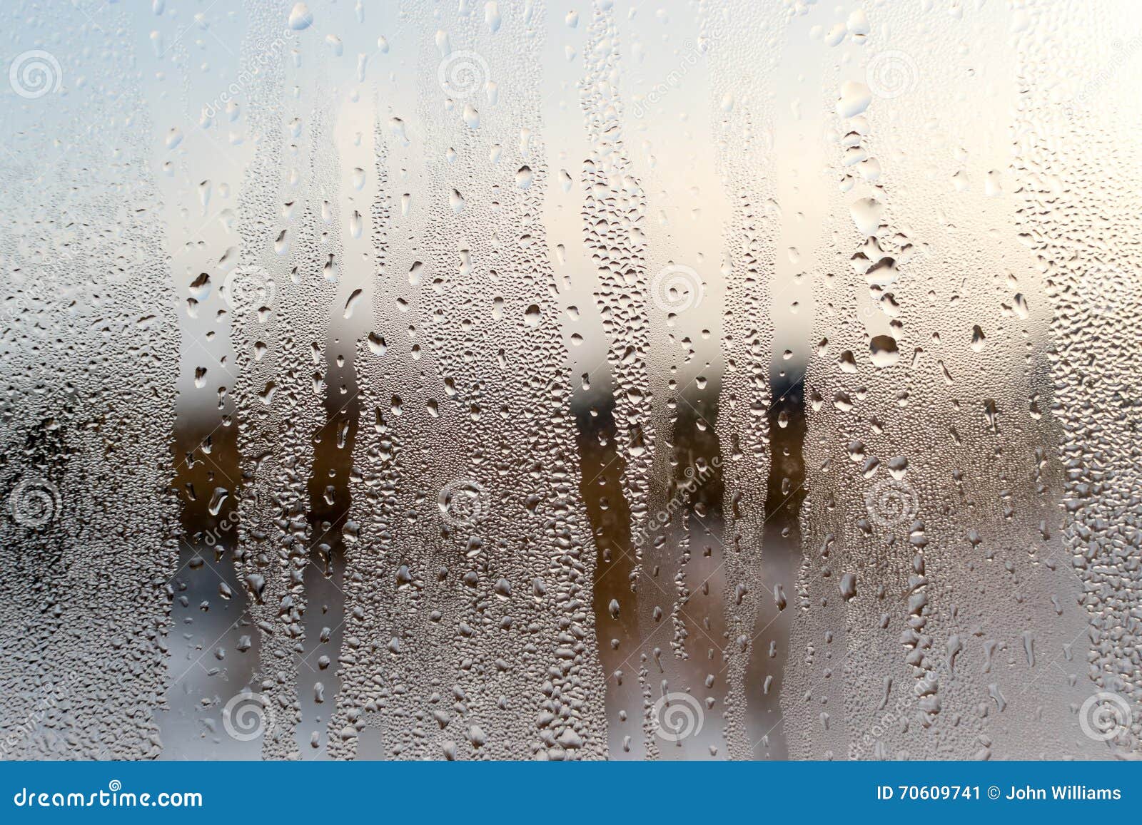 Condensation on a Window with Blue Background Stock Image - Image of ...