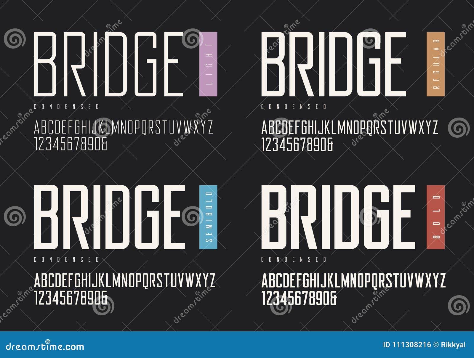 Condensed Light Regular Semibold Bold Sans Serif. Vector Typefaces ...