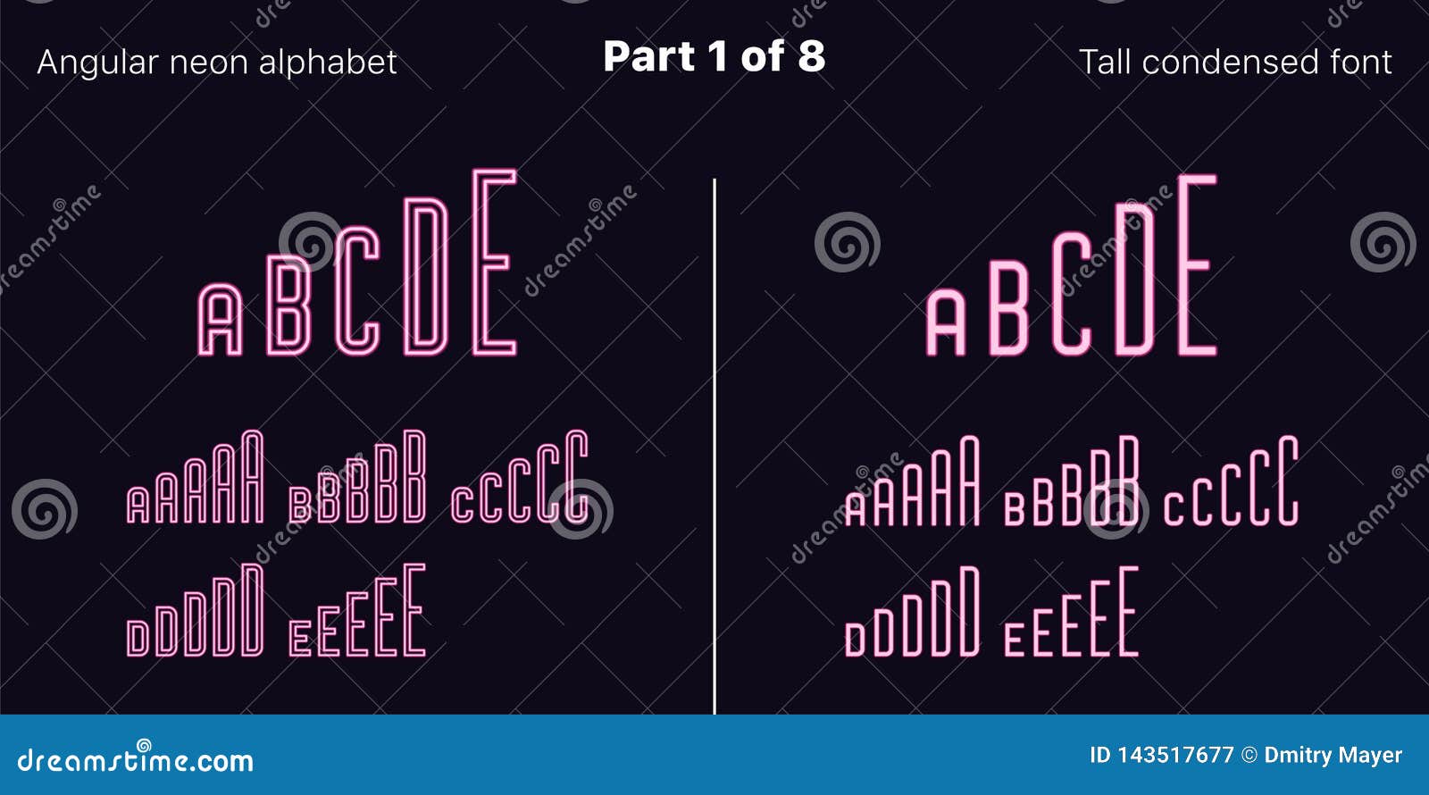 Condensed Pink Neon Font, Angular. Vector Set Stock Vector ...