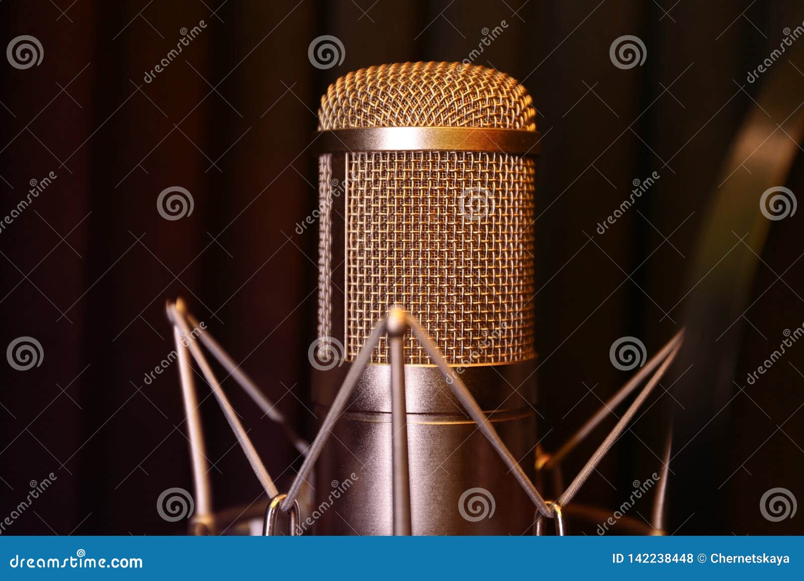 Condenser Microphone in Modern Recording Studio Stock Photo - Image of ...