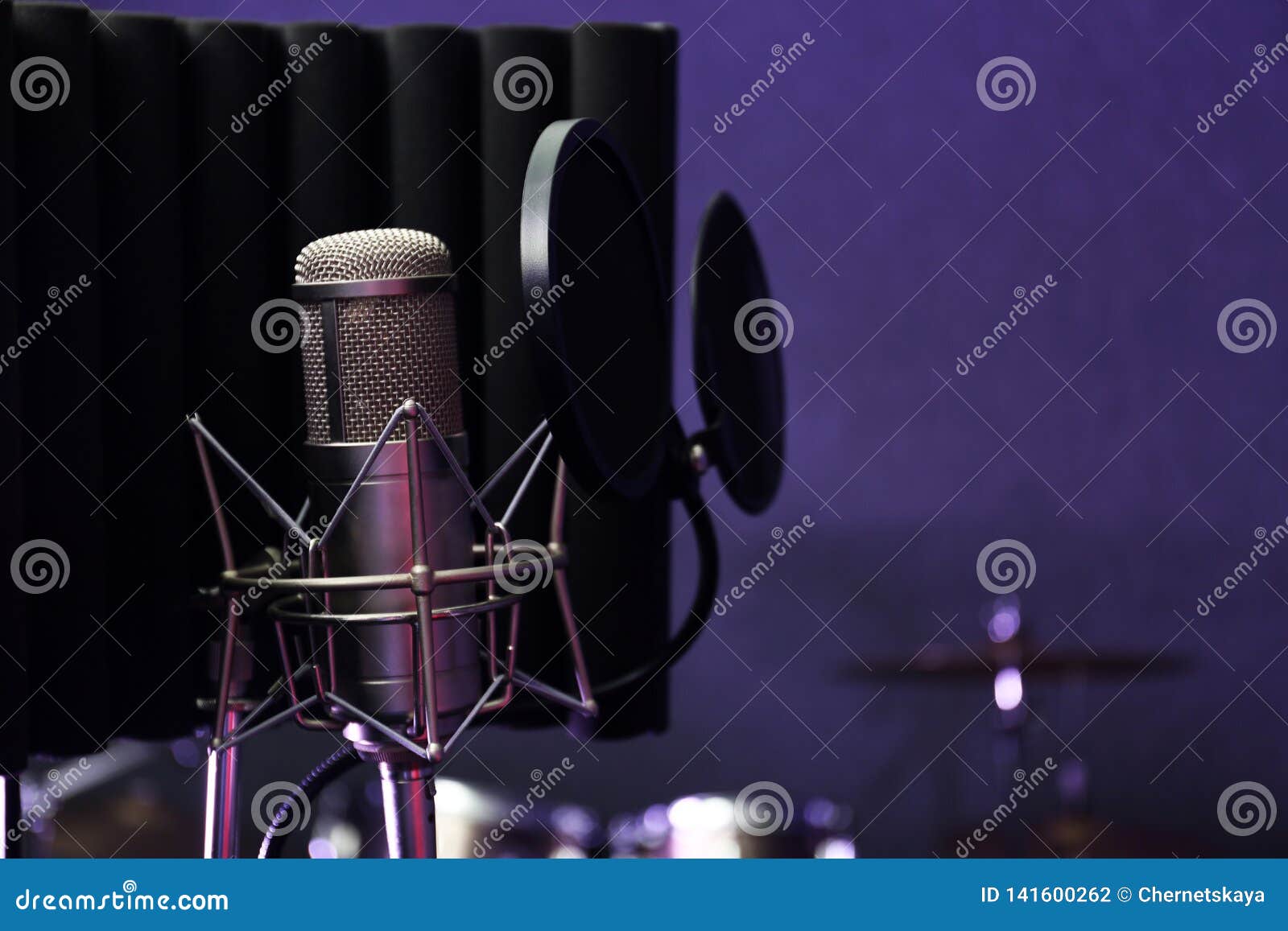 Condenser Microphone in Modern Recording Studio. Stock Photo - Image of ...
