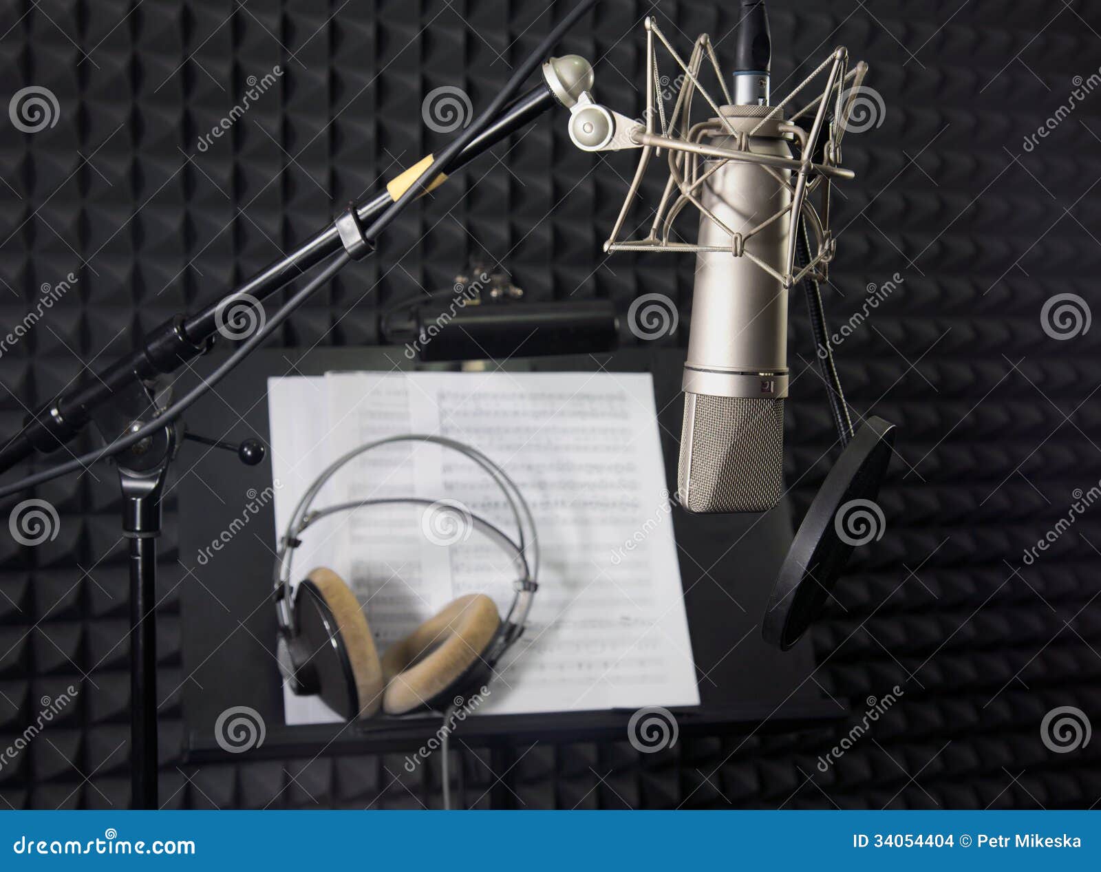 Condenser Microphone in Recording Room Stock Photo - Image of ...