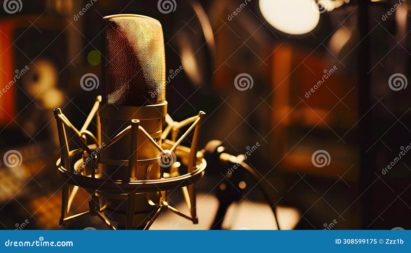 A Condenser Studio Microphone with a Shock Mount in a Music Studio ...