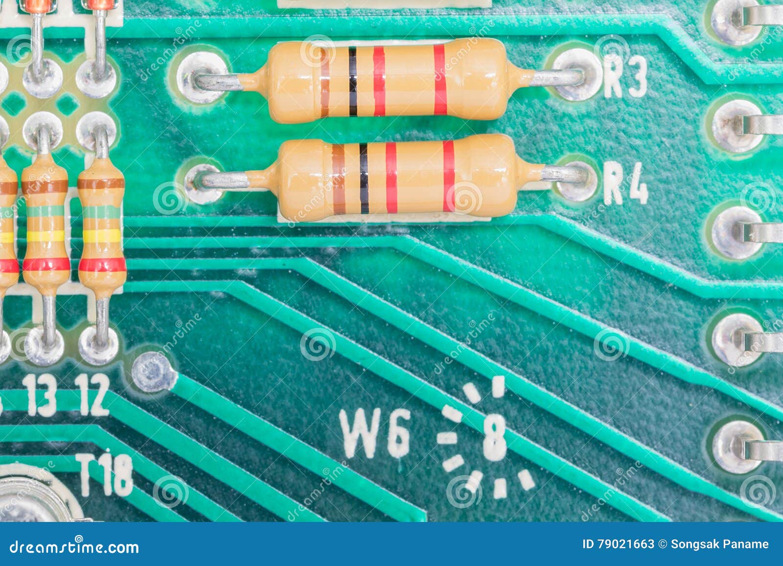 Condensers and Resistor Assembly on the Circuit Board Stock Image ...
