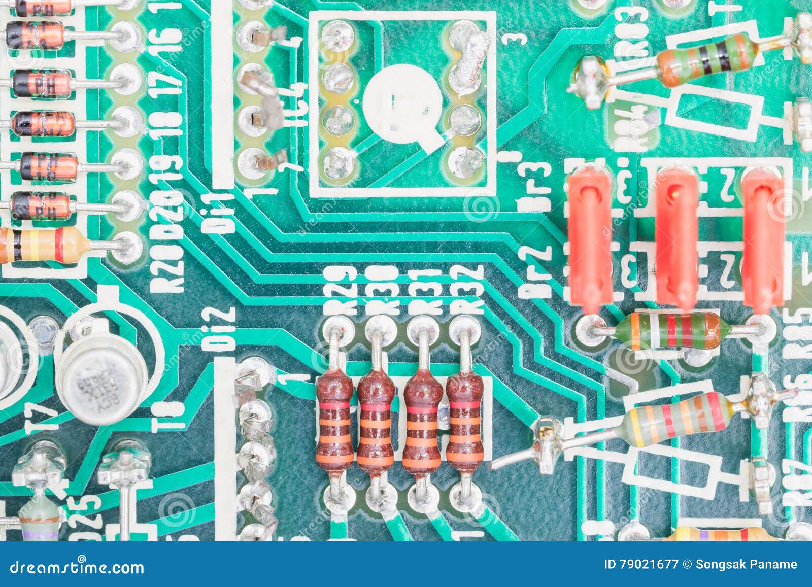 Condensers and Resistor Assembly on the Circuit Board Stock Image ...