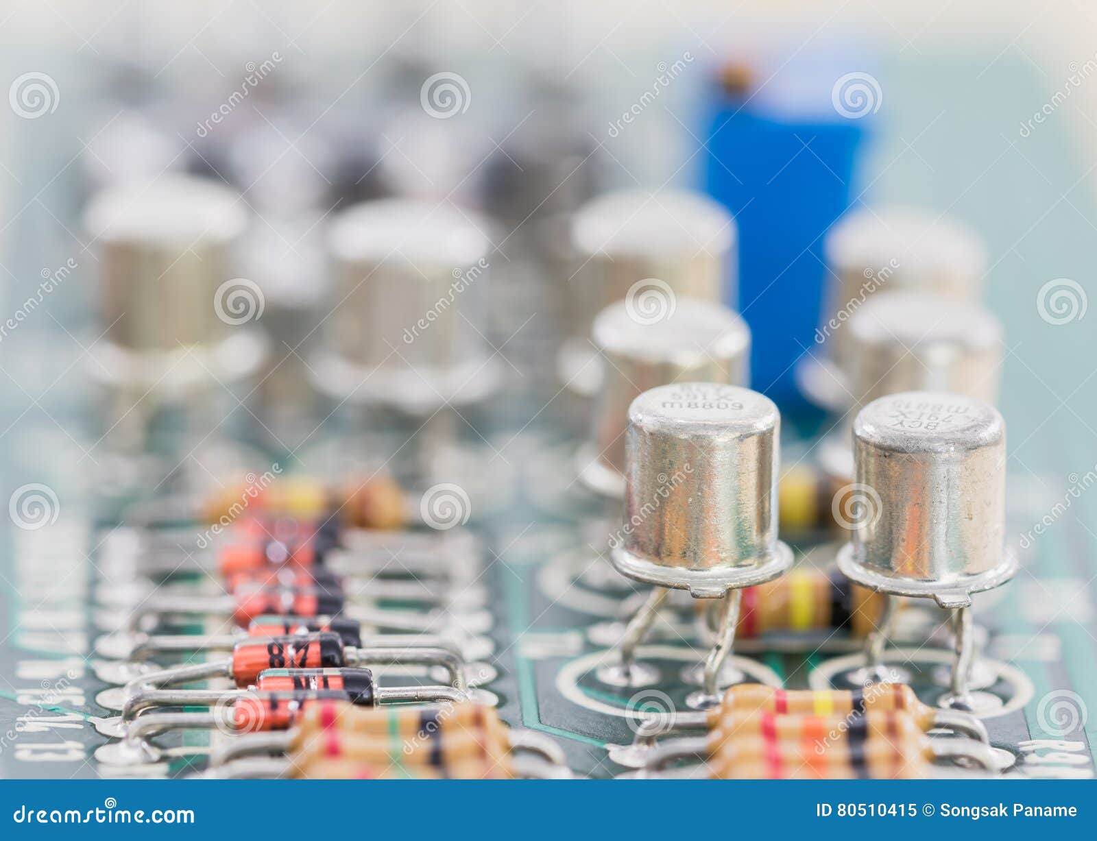 Condensers and Resistor Assembly on the Circuit Board Stock Image ...