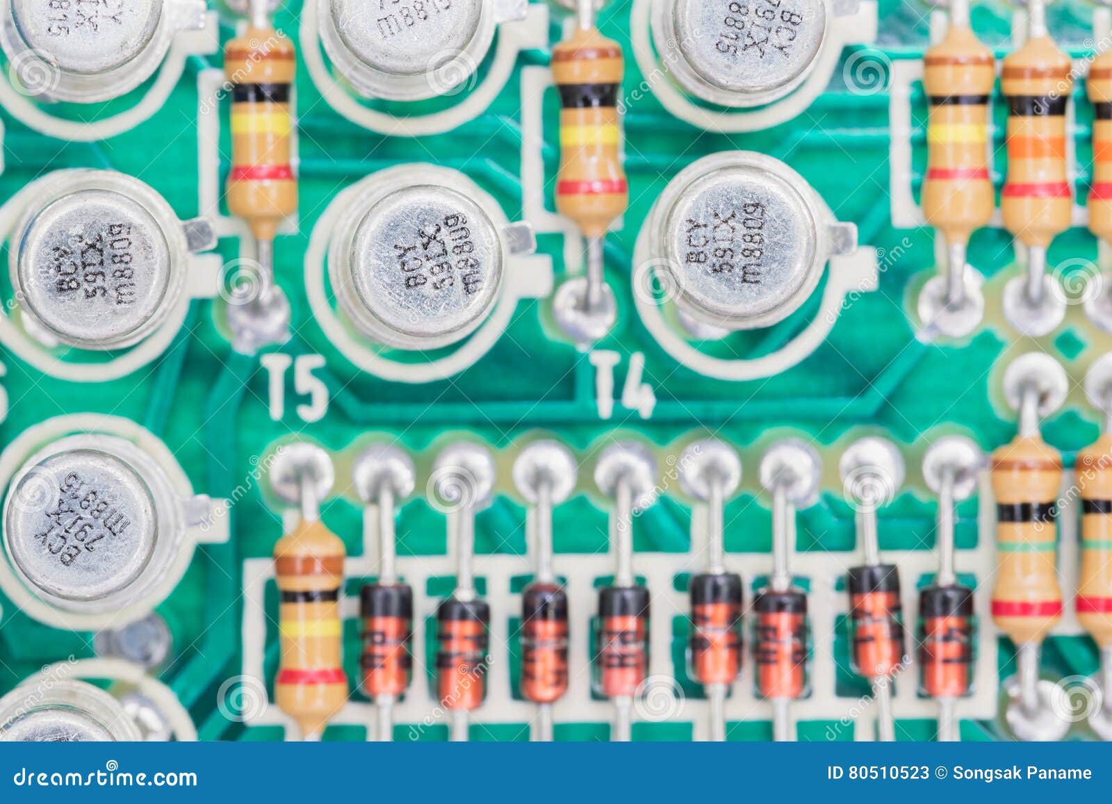 Condensers and Resistor Assembly on the Circuit Board Stock Image ...