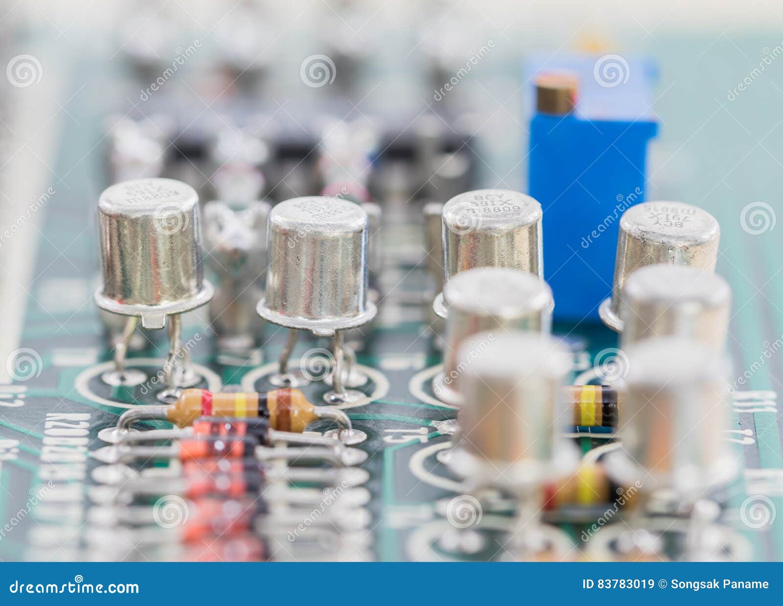 Condensers and Resistor Assembly on the Circuit Board Stock Image ...