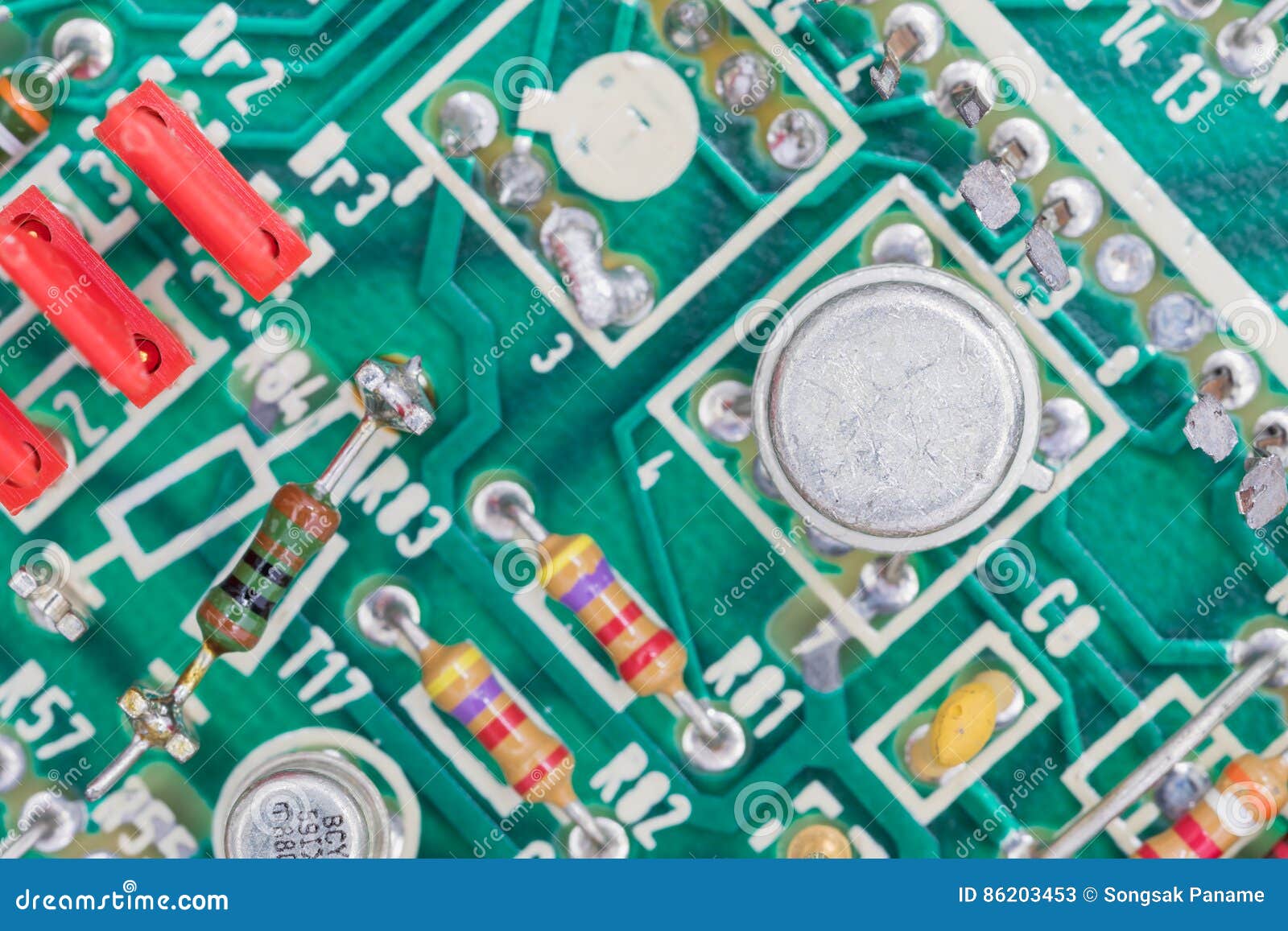 Condensers and Resistor Assembly on the Circuit Board Stock Image ...