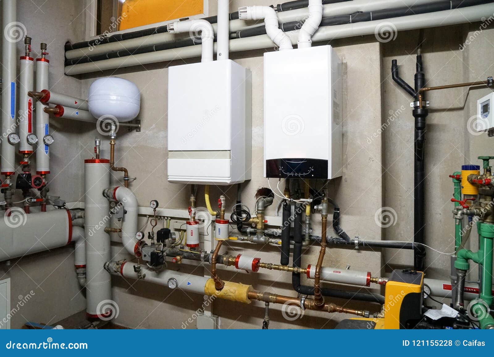 Condensing Boiler Gas in the Boiler Room Stock Photo - Image of ...