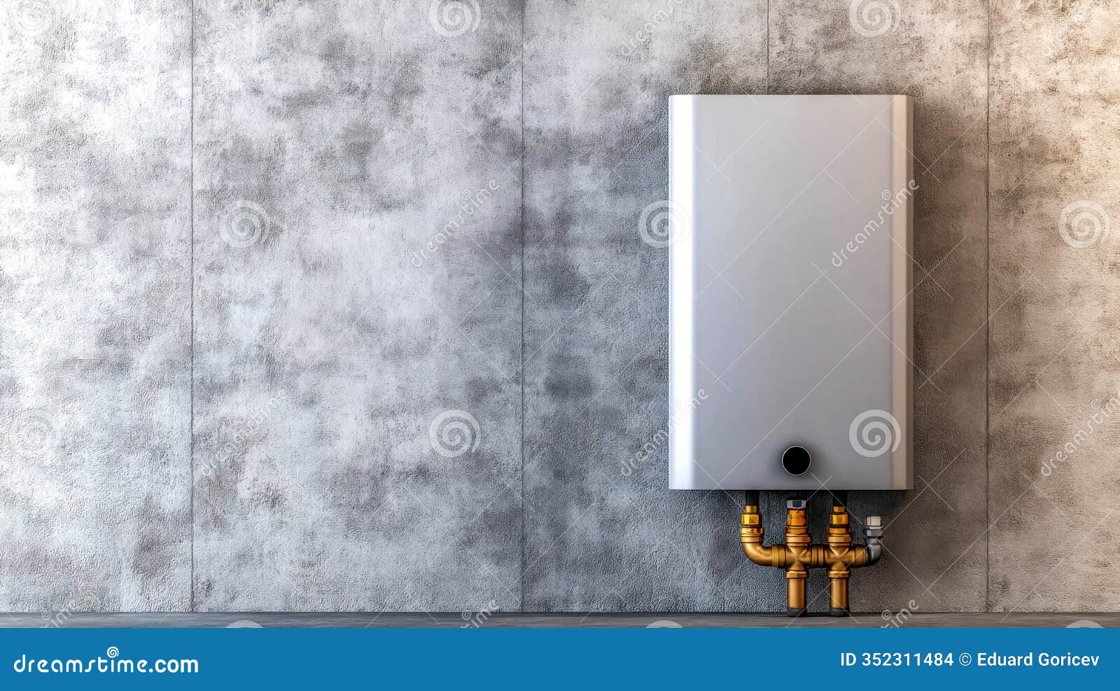 Condensing Boiler Mounted on a Concrete Wall, Efficient Home Heating ...