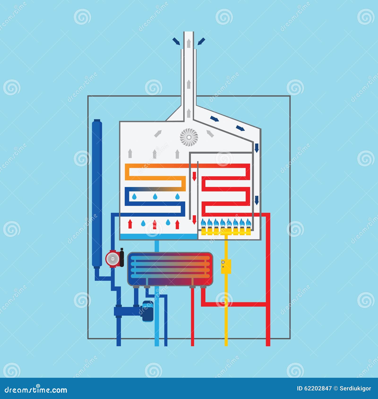 Condensing Gas Boiler. Gas Boiler Icon Stock Vector - Illustration of ...