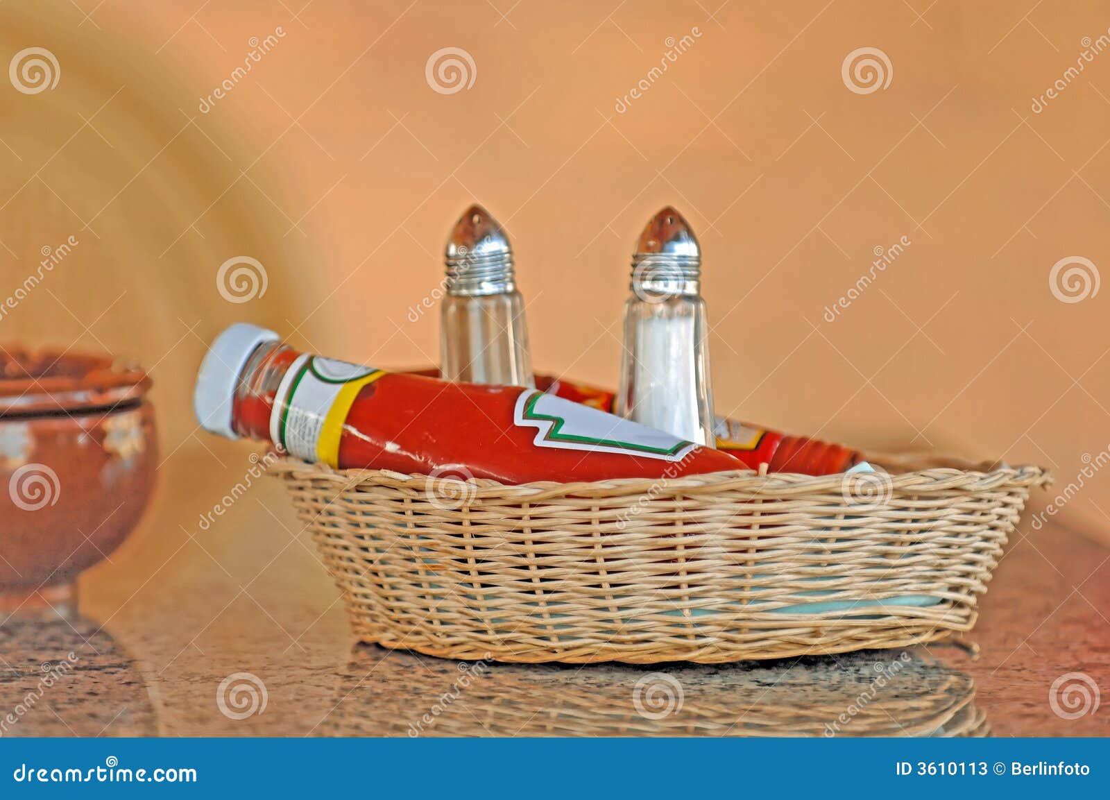 Condiment Basket at Restaurant Stock Image - Image of horizontal ...