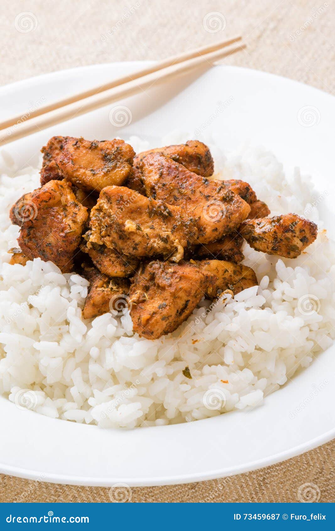 Condimented Chicken with Rice Stock Image - Image of meal, food: 73459687