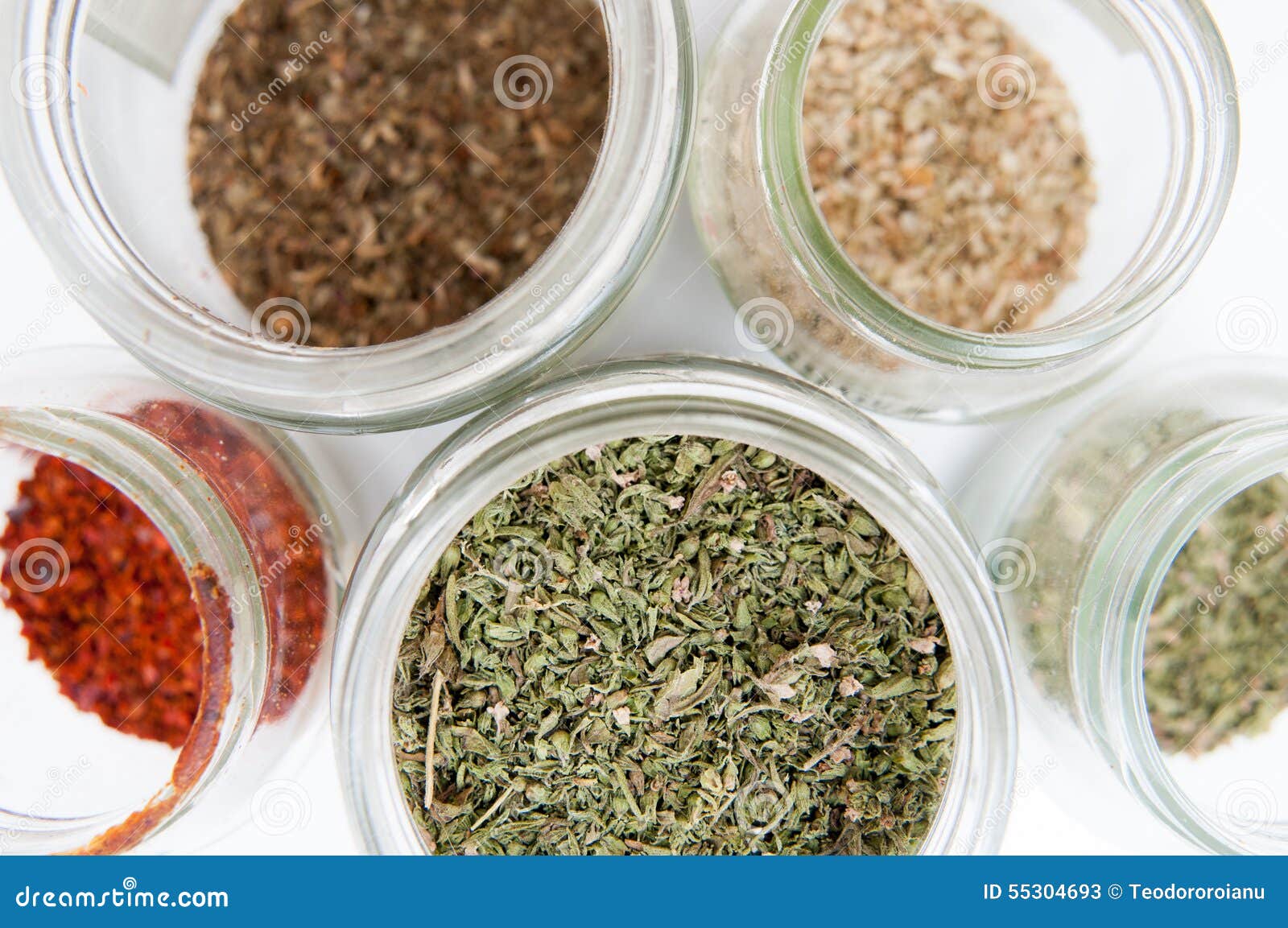 Condiments jars stock image. Image of thyme, white, golden - 55304693