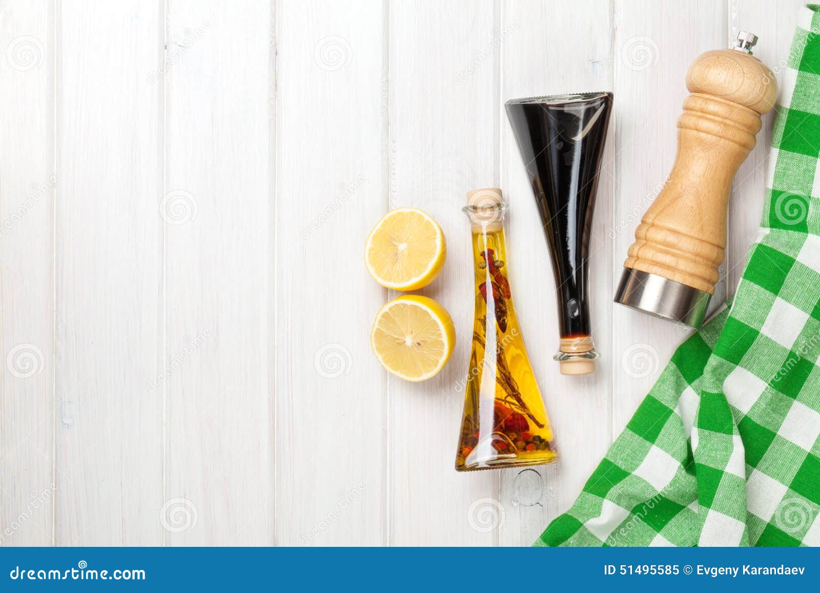 Condiments and Spices Over White Wooden Table Stock Image - Image of ...